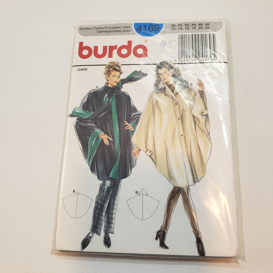 Burda 4169 Rare Sewing Pattern for Cape , Hooded or Scarf Collar ...