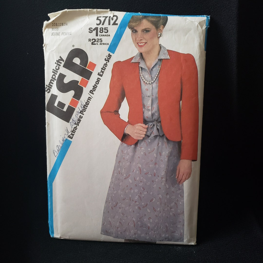 Simplicity ESP 5712 Sewing Pattern for Misses Pullover Dress, Unlined Jacket and Sash Cut to ...