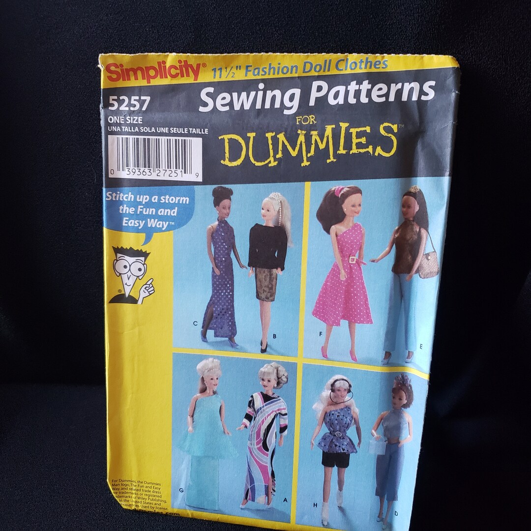 Simplicity 5257 Sewing Pattern for 11 1/2" Fashion Doll Clothes Vintage ...