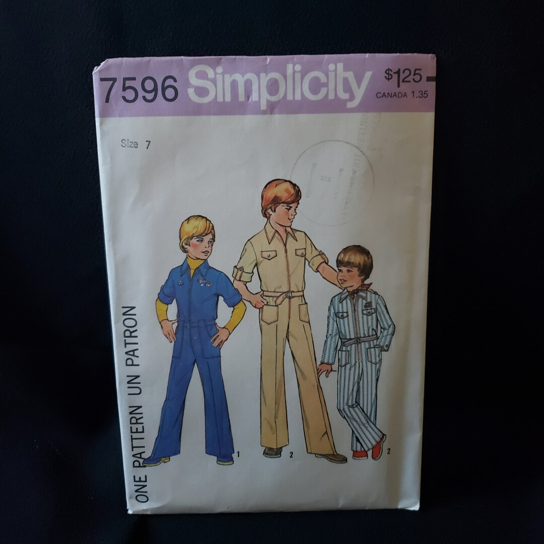 Simplicity 7596 Boys Sewing Pattern for Vintage Jumpsuit, Astronaut ...
