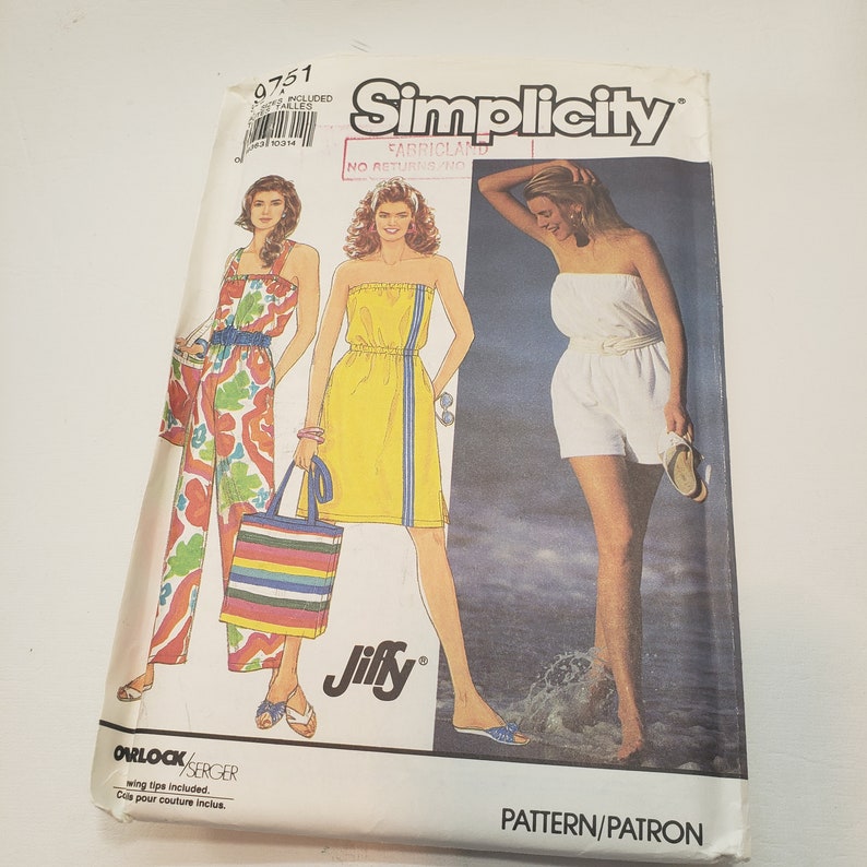 Simplicity 9751 Sewing Pattern Beach Bag, Romper, Dress, Jumpsuit ...