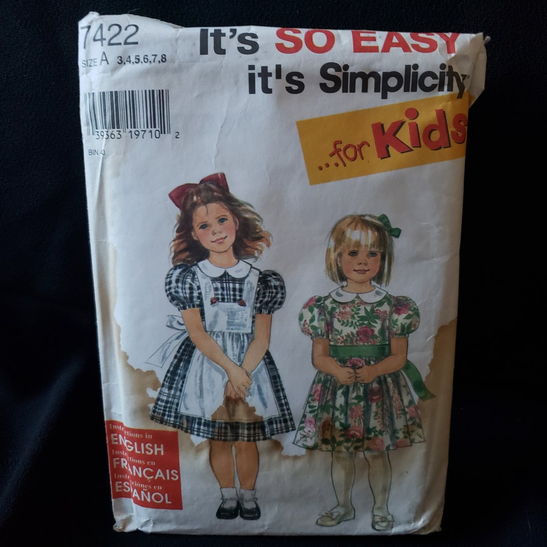Simplicity 7422 Easy Sewing Pattern for Kids , Girls Dress and Pinafore ...
