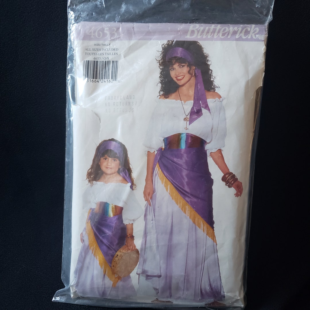 Butterick 4653 Sewing Pattern for Gypsy Costume, Adult and Child, Size ...