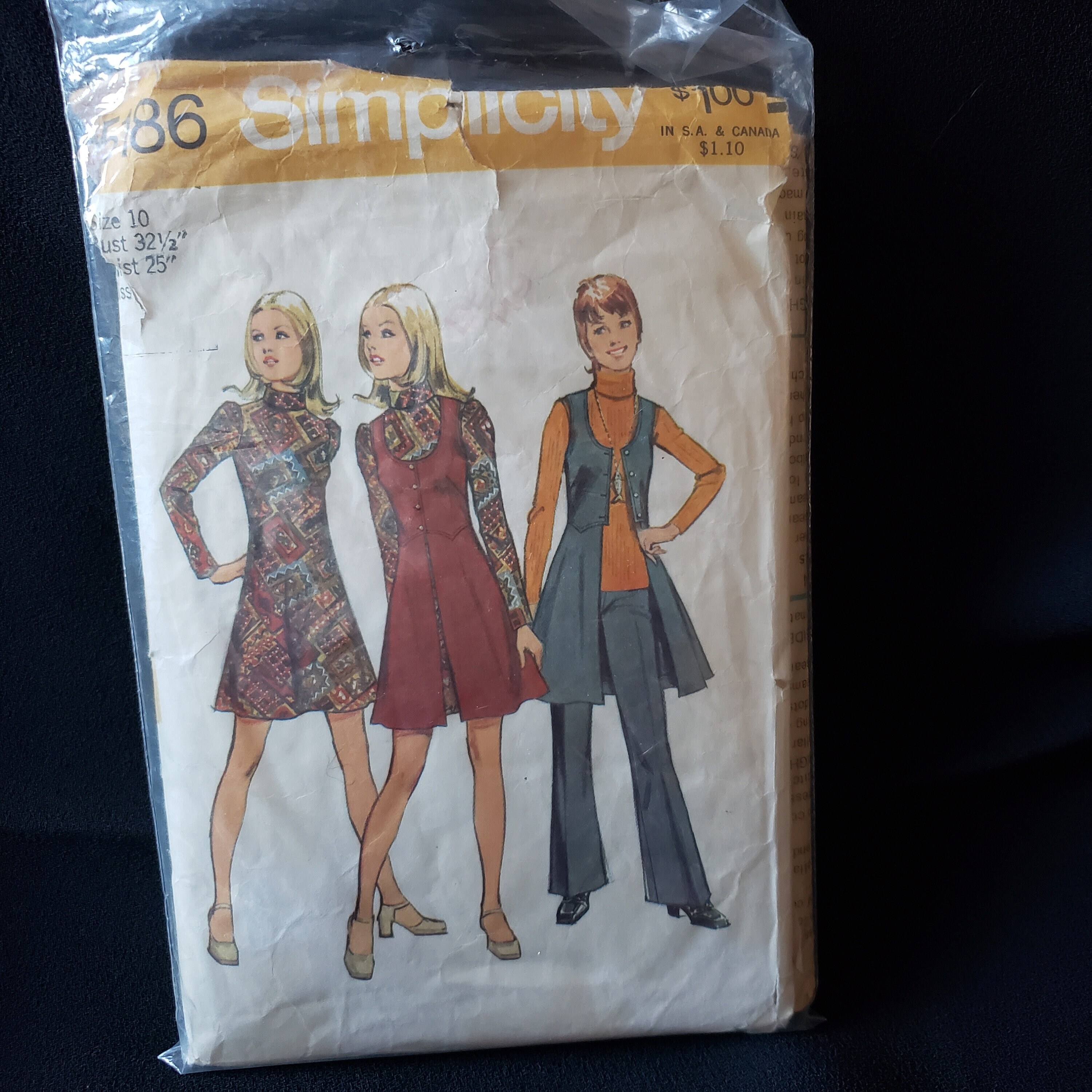 Simplicity 5186 Sewing Pattern for Very Rare Mini Dress, Long Vest and ...