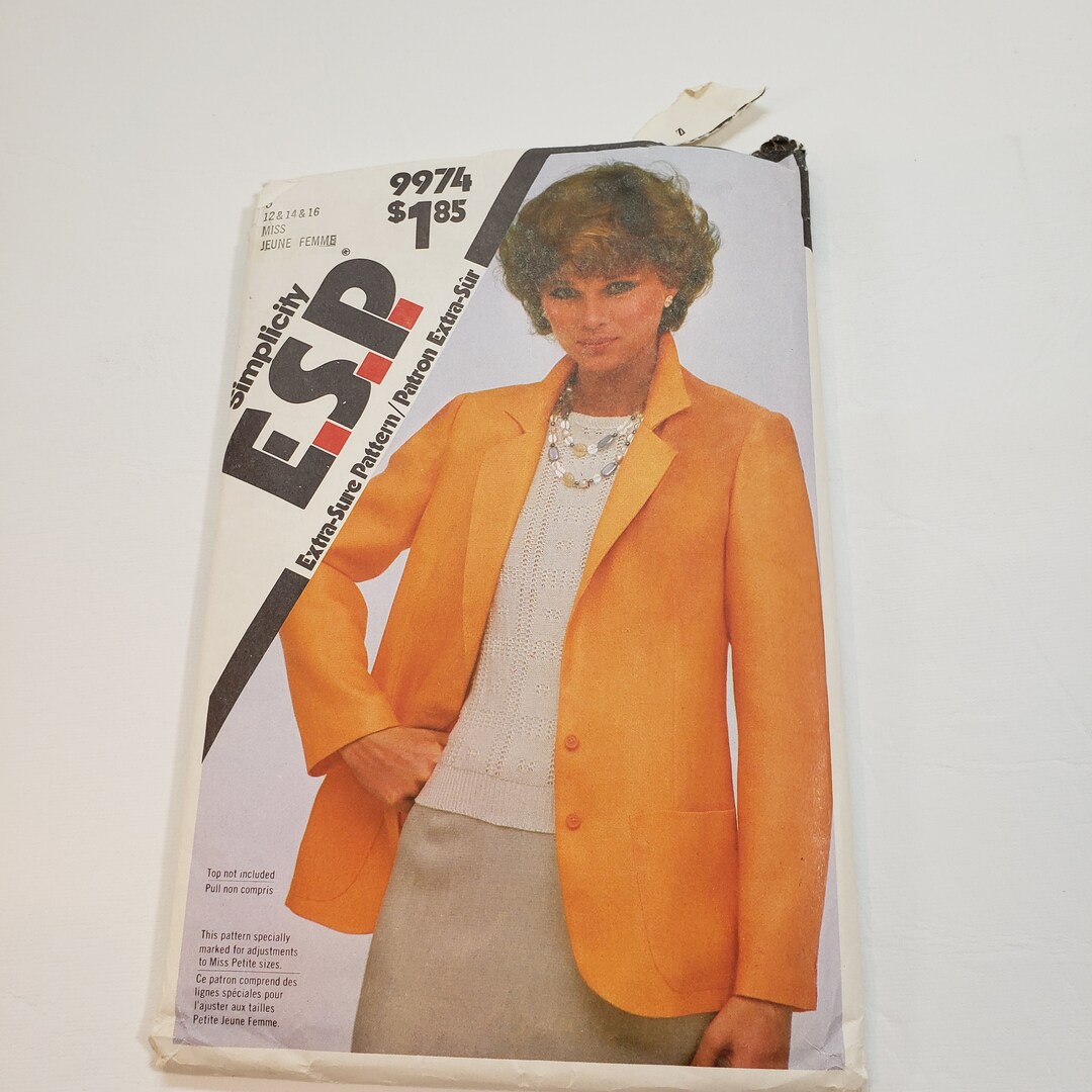 Simplicity E.S.P. 9974 Sewing Pattern for Unlined Jacket/blazer in ...