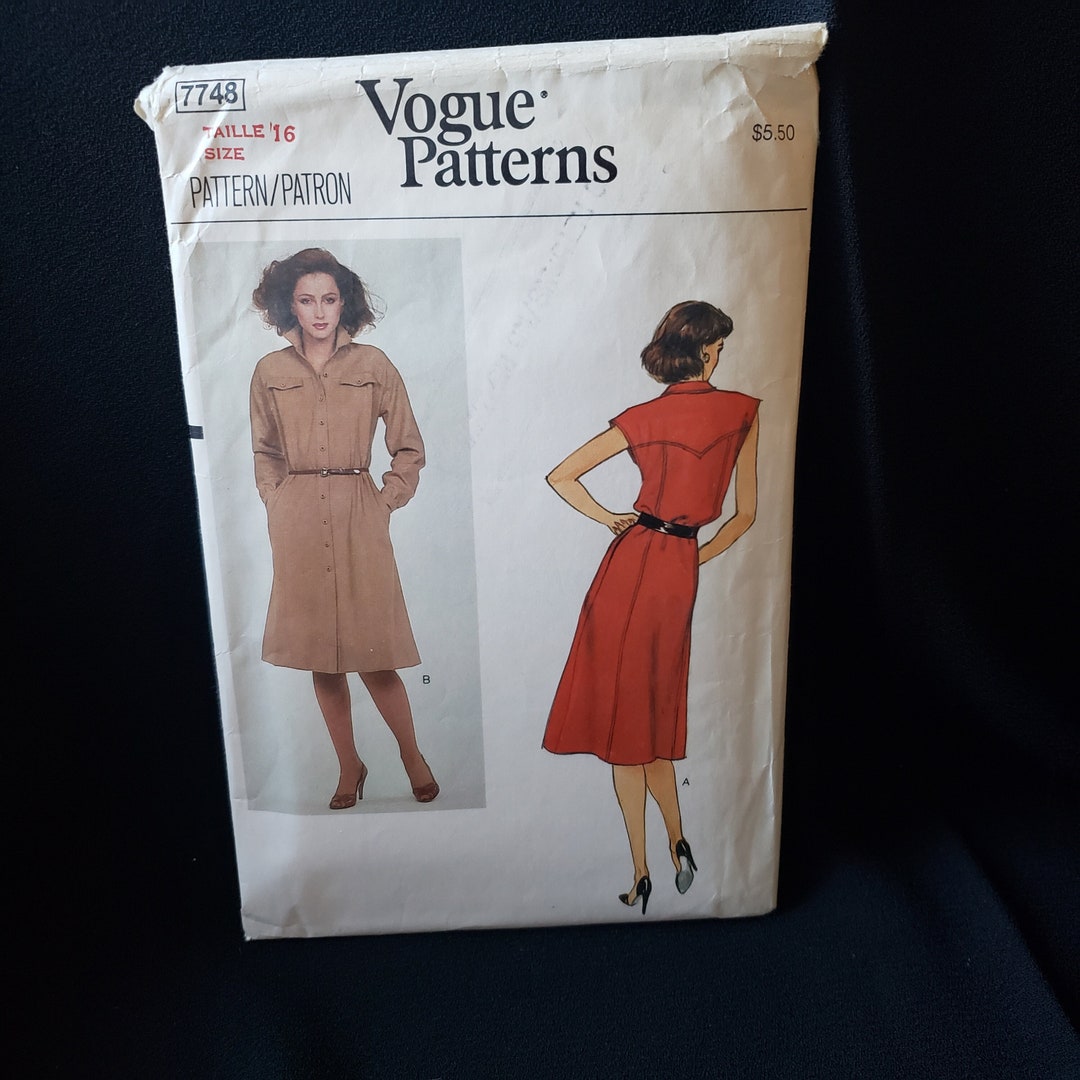 Vogue 1748 Sewing Pattern for Shirt Dress With Lots of Topstitching and ...