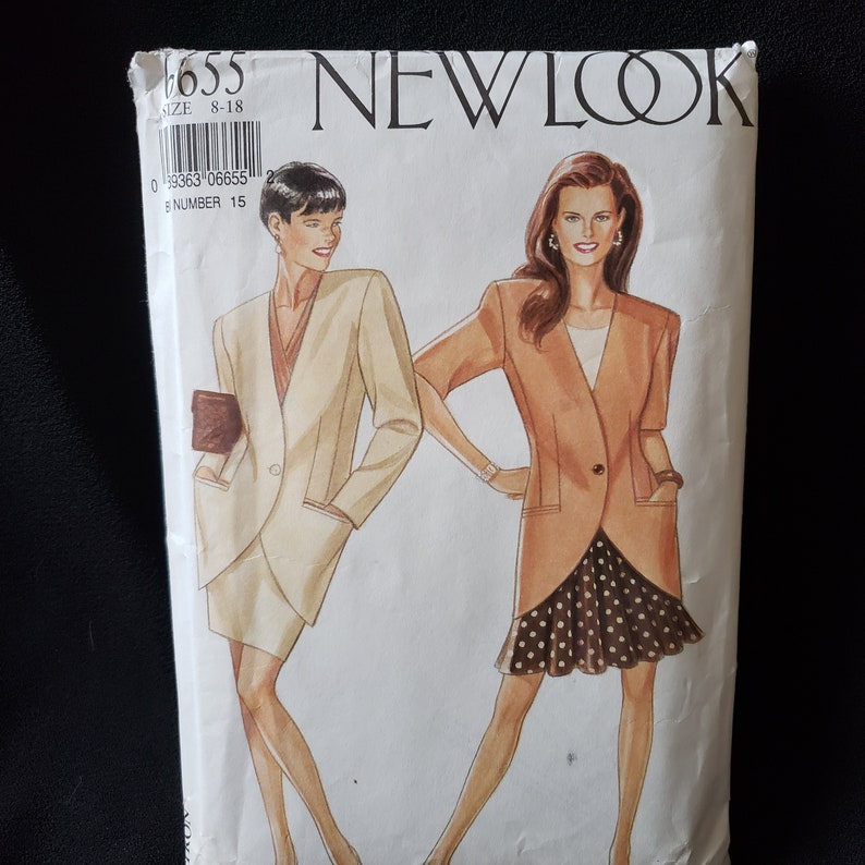 New Look 6655 Sewing Pattern for 90's Tulip Bottom Jacket and Skirt ...