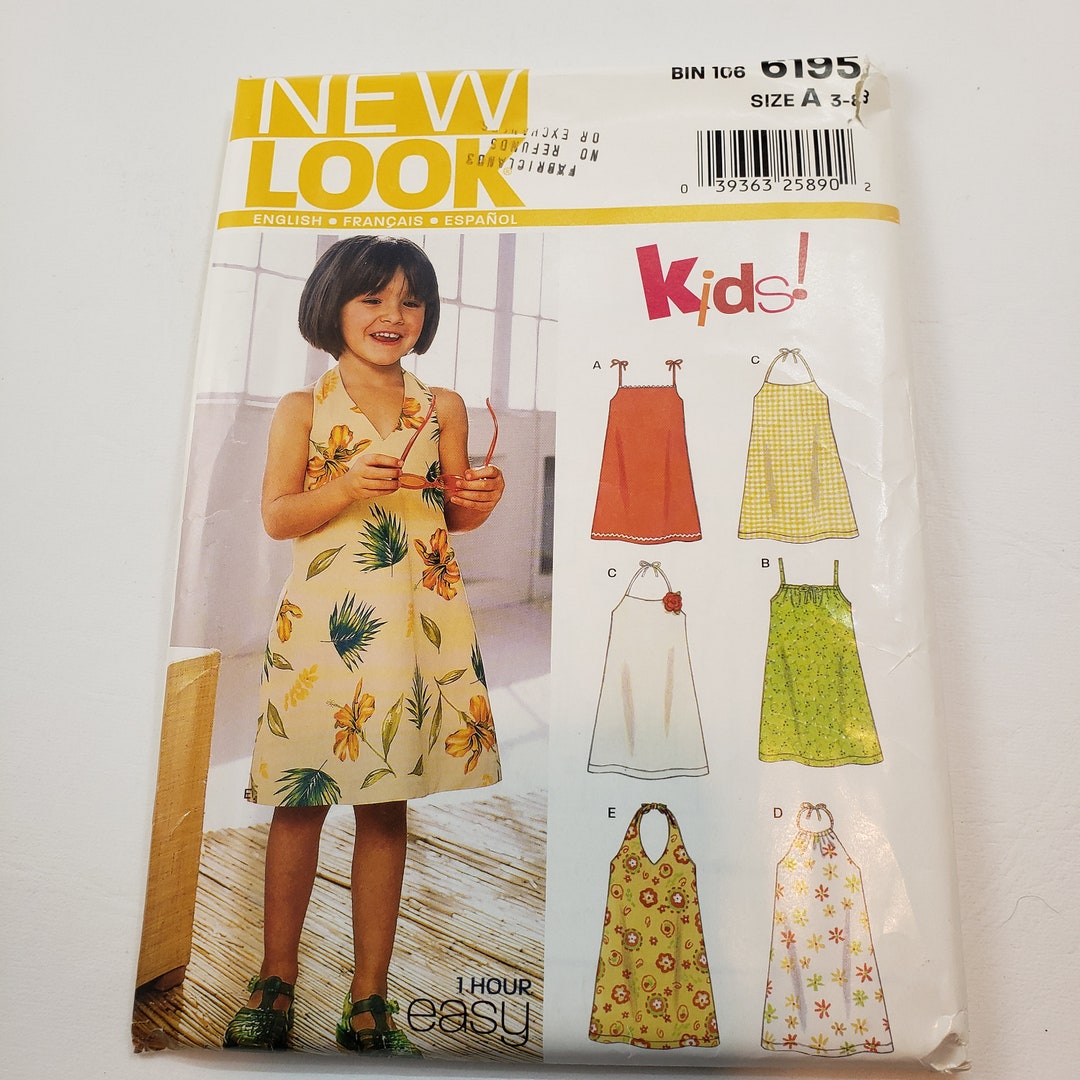 New Look 6195 Sewing Pattern for Girls Easy Sundress Halter Dress Size ...