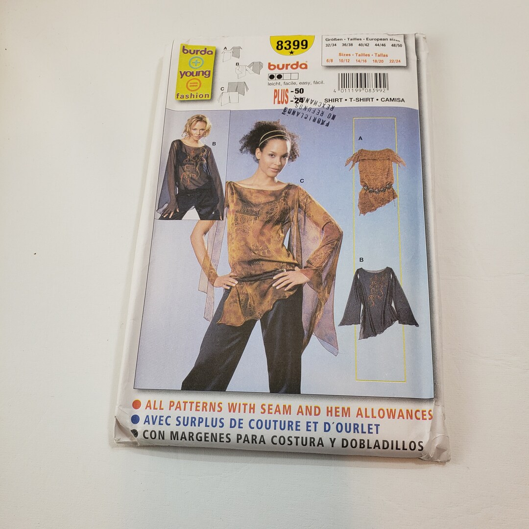 Burda 8399 Sewing Pattern Burda Young for a Pullover Shirt With Overlay ...