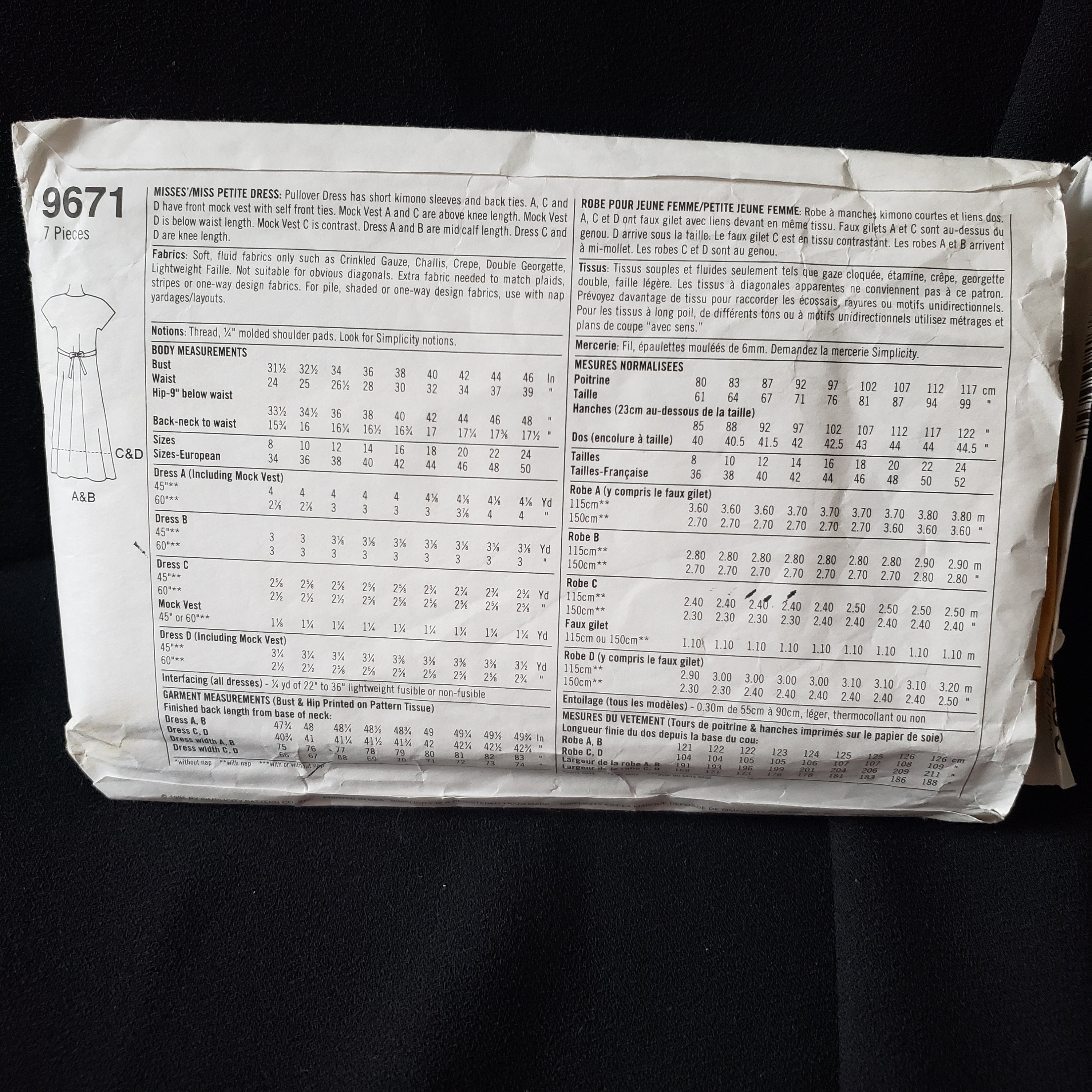 Simplicity 9671 Sewing Pattern for Pullover Dress Kimono - Etsy