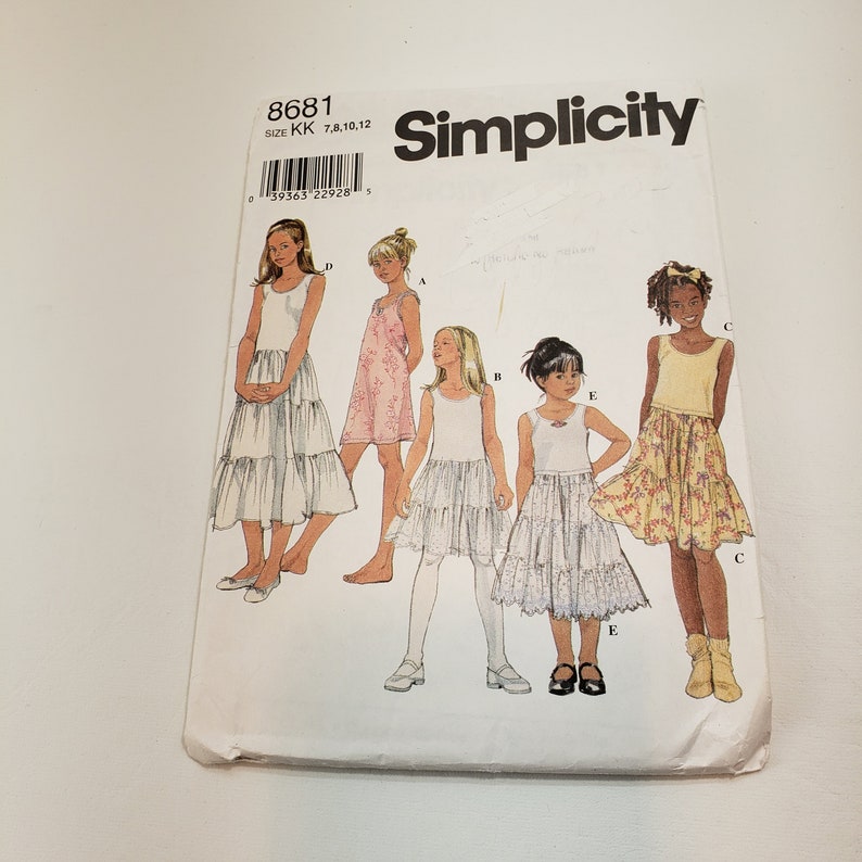 Simplicity 8681 Sewing Pattern for Girls Slip and Camisole, Straight or ...