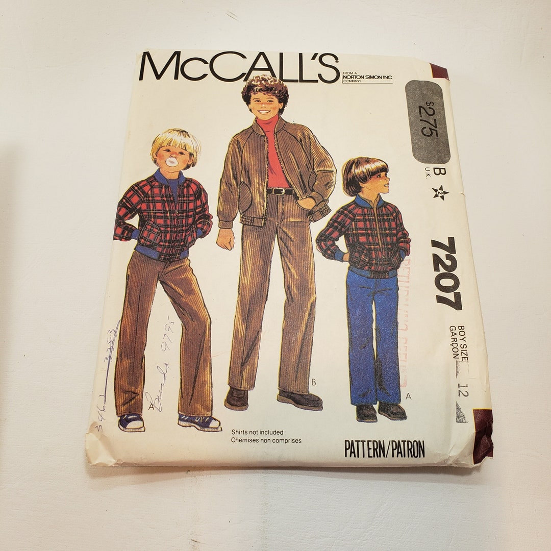 Mccall's 7207 Sewing Pattern, Boys Retro Bomber Jacket and Pants UNCUT ...