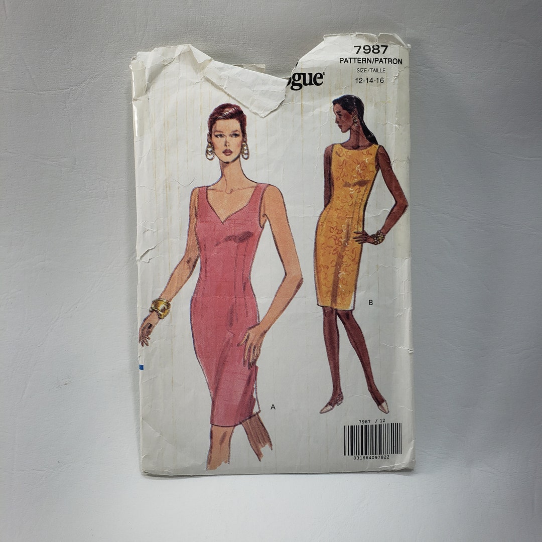Vogue 7987 CUT Sewing Pattern, Sleeveless Dress With Princess Seams and ...