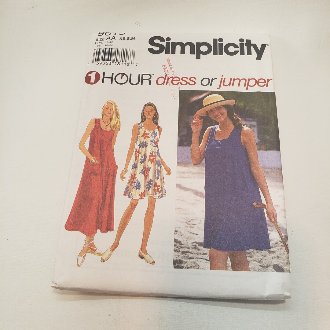 Simplicity 9615 Sewing Pattern, 1 Hour Dress or Jumper UNCUT FF Size Xs ...