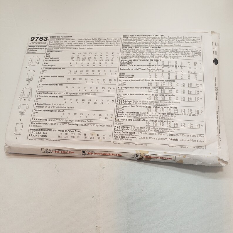 Simplicity 9763, Sewing Pattern, Vest Like Tops, Blouse, Button Front ...