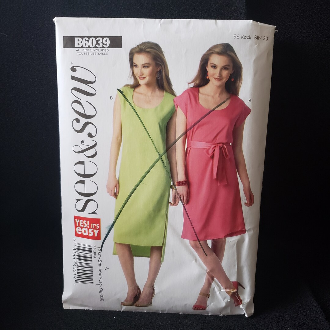 See & Sew B6039 Sewing Pattern for Semi Fitted Pullover Dress and Belt ...
