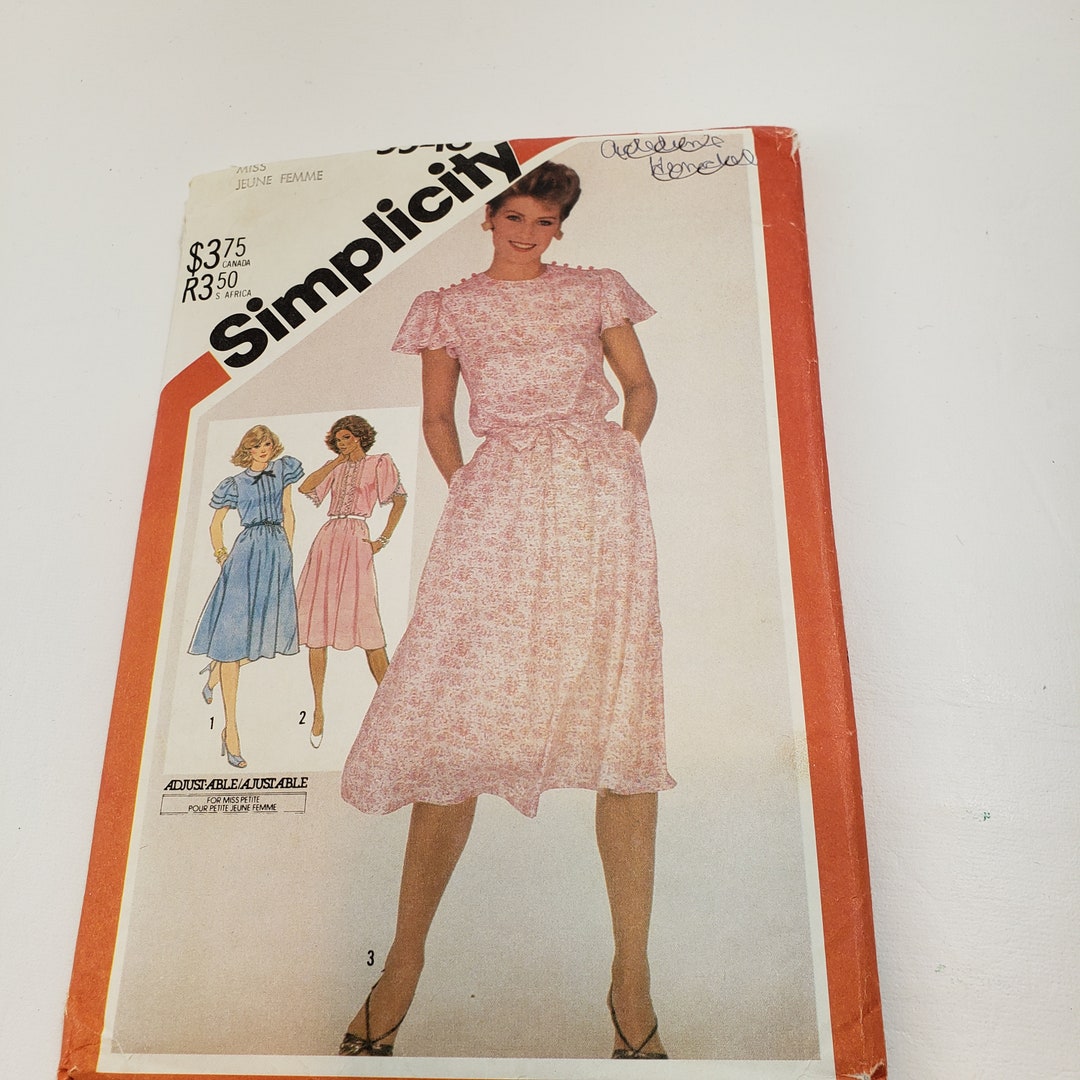 Simplicity 5546 Vintage Sewing Pattern Misses' Pullover Dress With ...