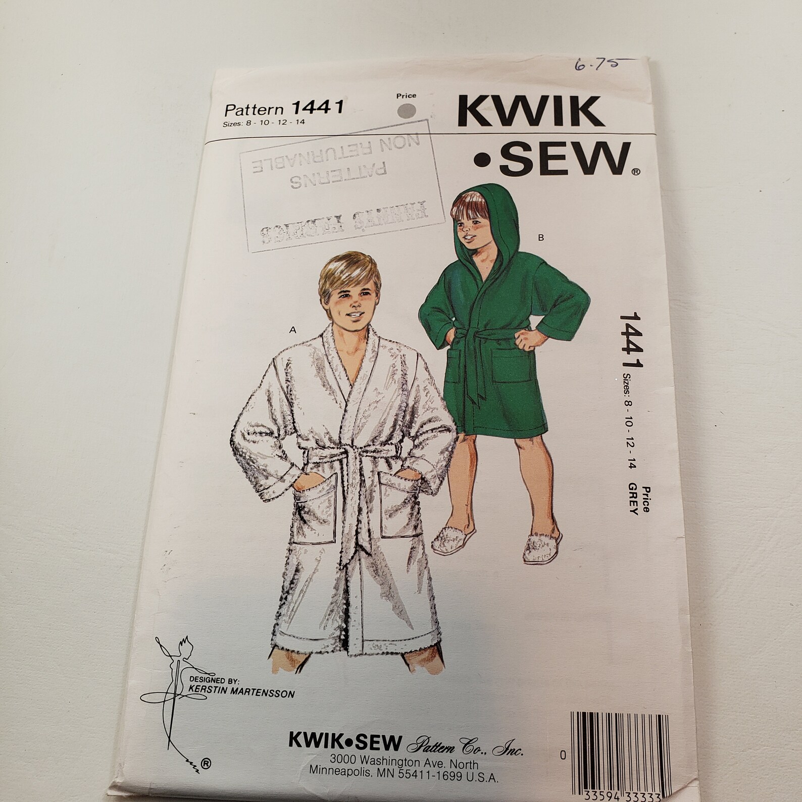 Kwik Sew 1441 Rare Sewing Pattern for Boys Robe With Optional Hood ...