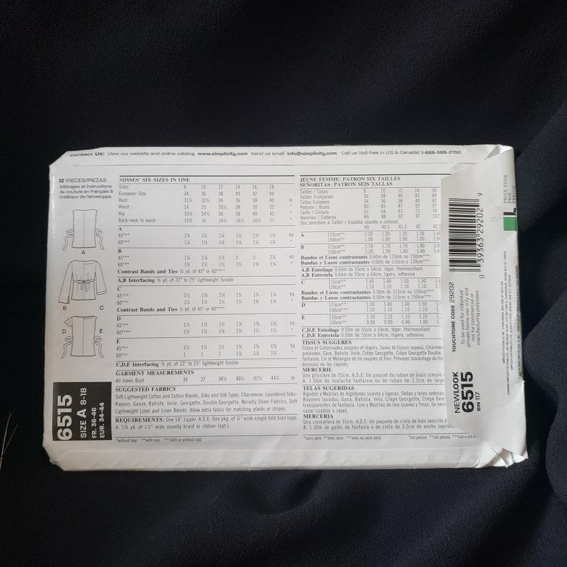 New Look 6515 Sewing Pattern Misses' Tops, Sleeveless, Fluted Capped, 3 ...