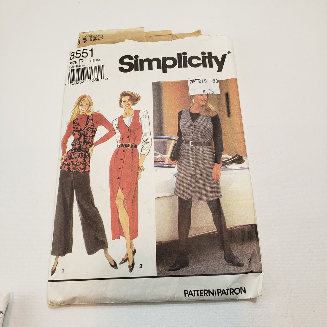 Simplicity 8551 Very Rare Sewing Pattern for Jumper, Vest and Pants Cut ...