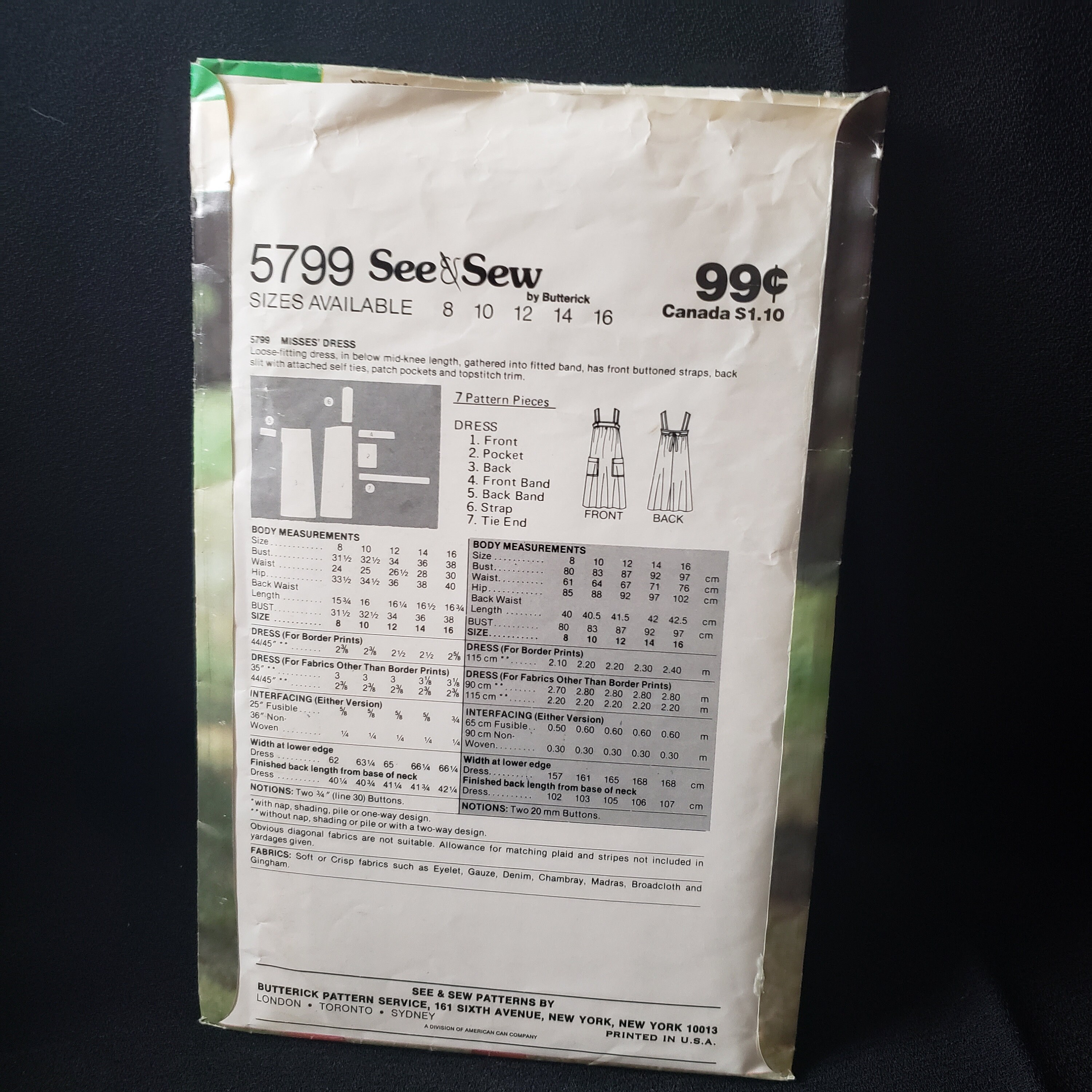 See & Sew 5799 Sewing Pattern for Loose Fitting Summer Dress - Etsy