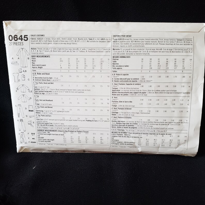 Simplicity 0645 Costume Sewing Pattern Ninja Wizard Baby - Etsy