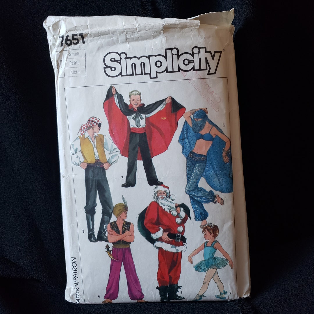 Simplicity 7651 Sewing Pattern for Adult Unisex Costumes Size Small CUT ...