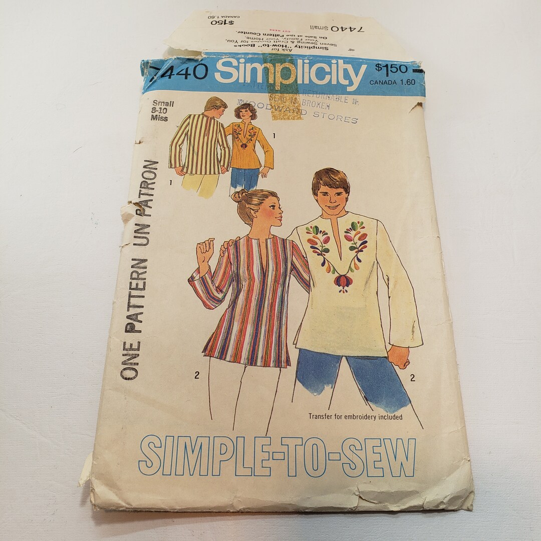 Simplicity 7440 Sewing Pattern for 70's Unisex Boho-hippie Caftan Type ...
