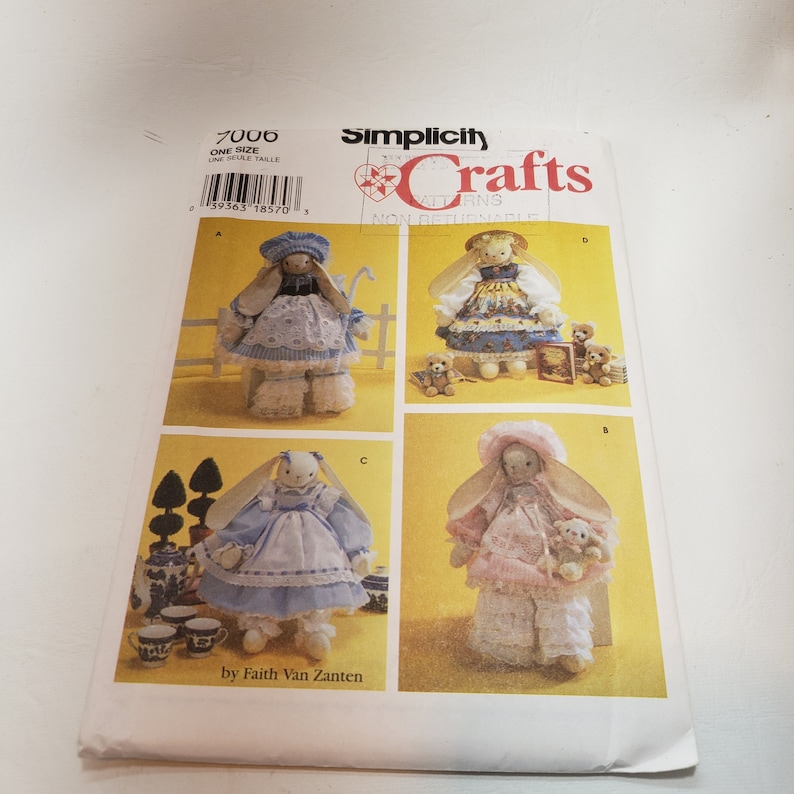 Simplicity 7006 Craft Sewing Pattern for 18 Inch Bunny With Clothes ...