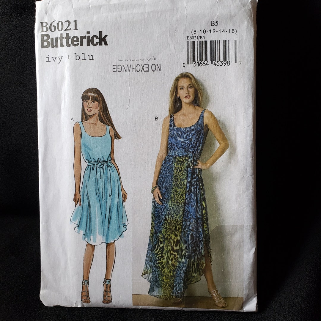 Butterick 6021 Sewing Pattern for Easy Womens Dress With Belt ...