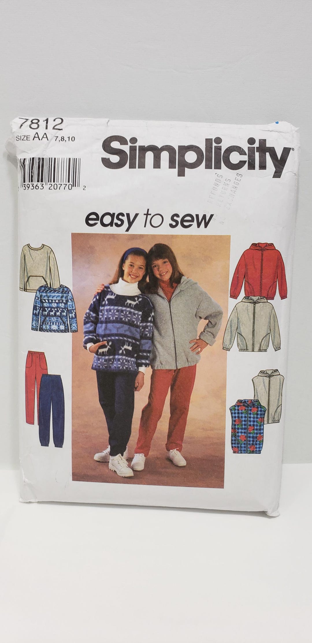 Simplicity 7812, Sewing Pattern, Easy to Sew , Sizes 7-10 Kids Pullover ...