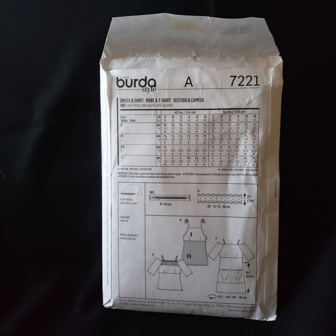 Burda Style 7221 Rare Sewing Pattern for Drop Shoulder With Straps ...