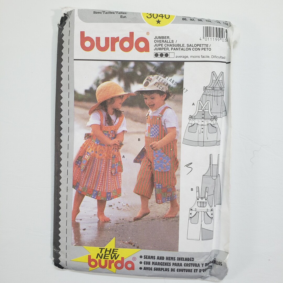 Burda 3040 UNCUT Sewing Pattern for Unisex Toddler/child Romper ...