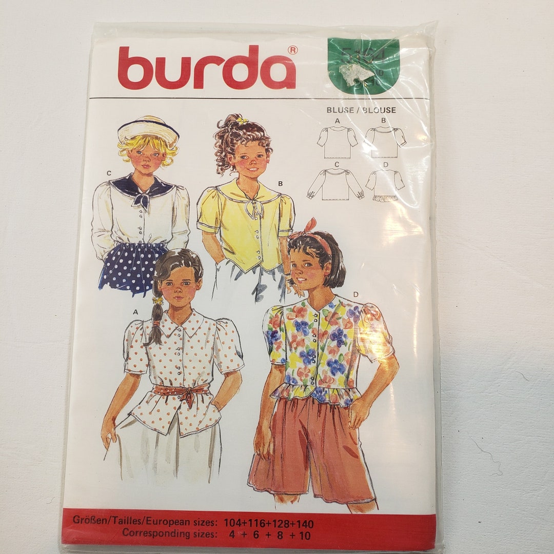 Burda 5164 Rare Sewing Pattern for Girls Blouses, Sailor Collar, Peter ...