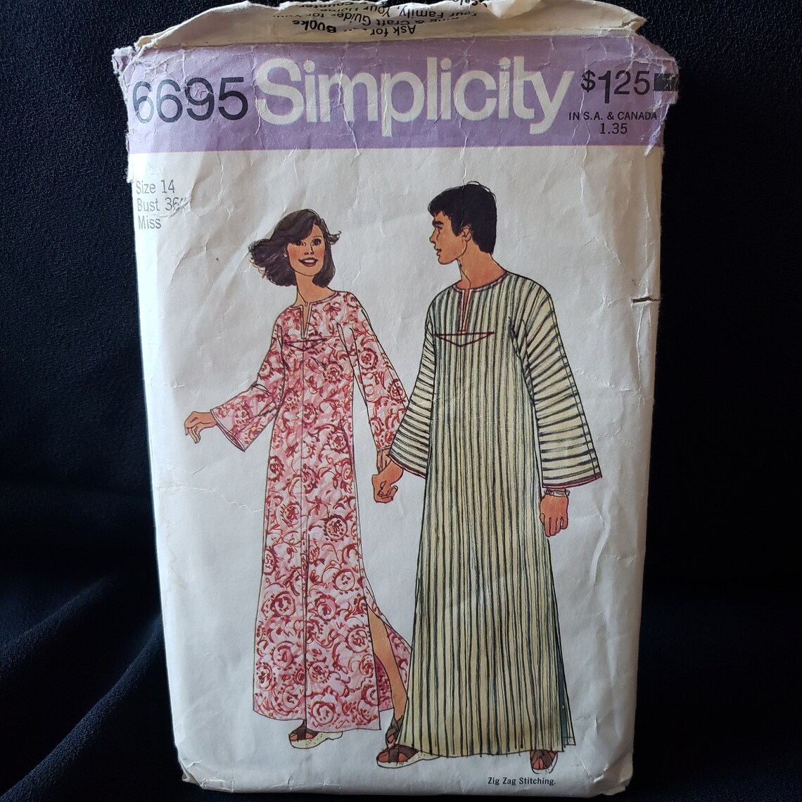 Simplicity 6695 Sewing Pattern for Kimono Sleeve Long Caftan Size 14 ...