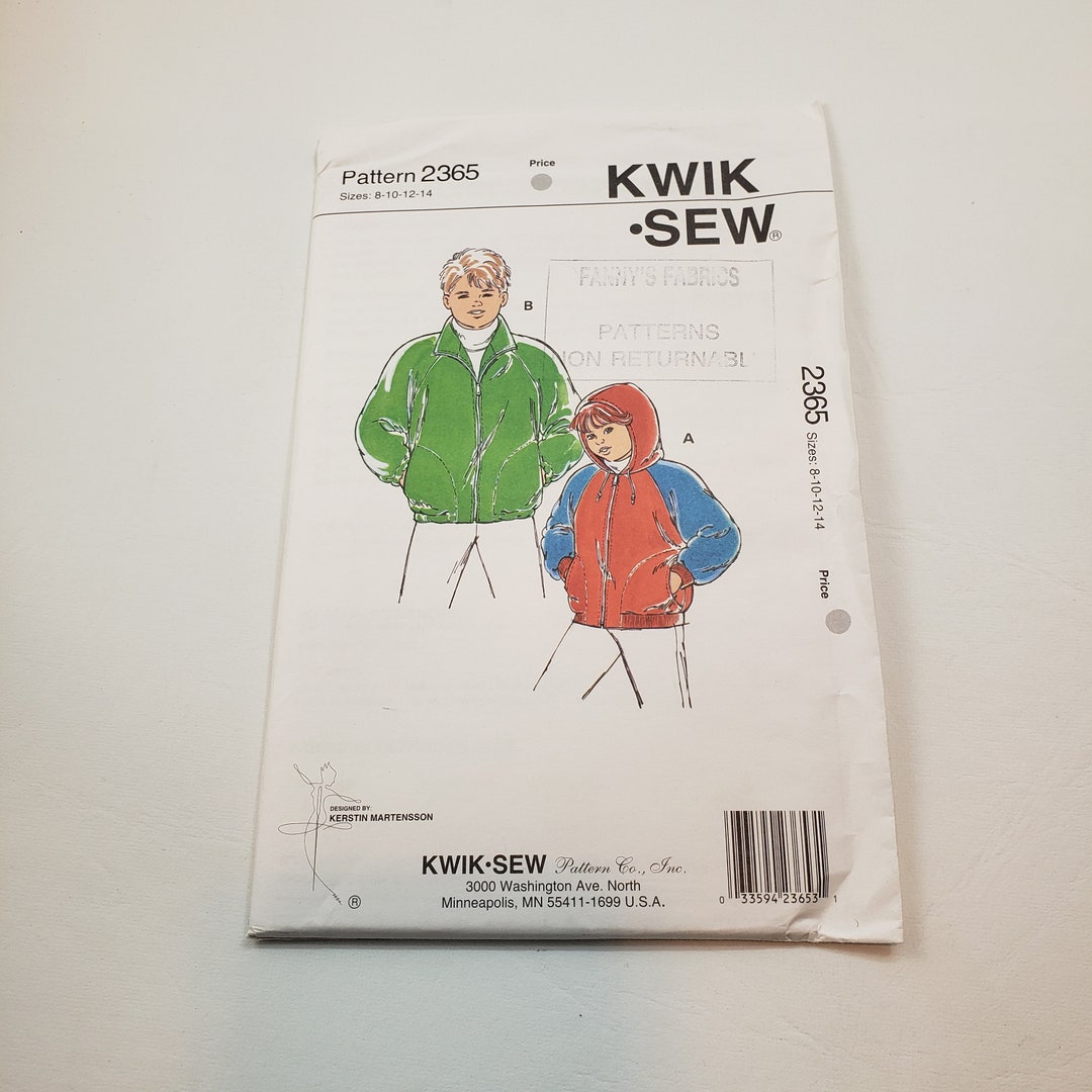 Kwik Sew 2365 Sewing Pattern for Unisex Jackets/hoodies UNCUT FF Sealed ...