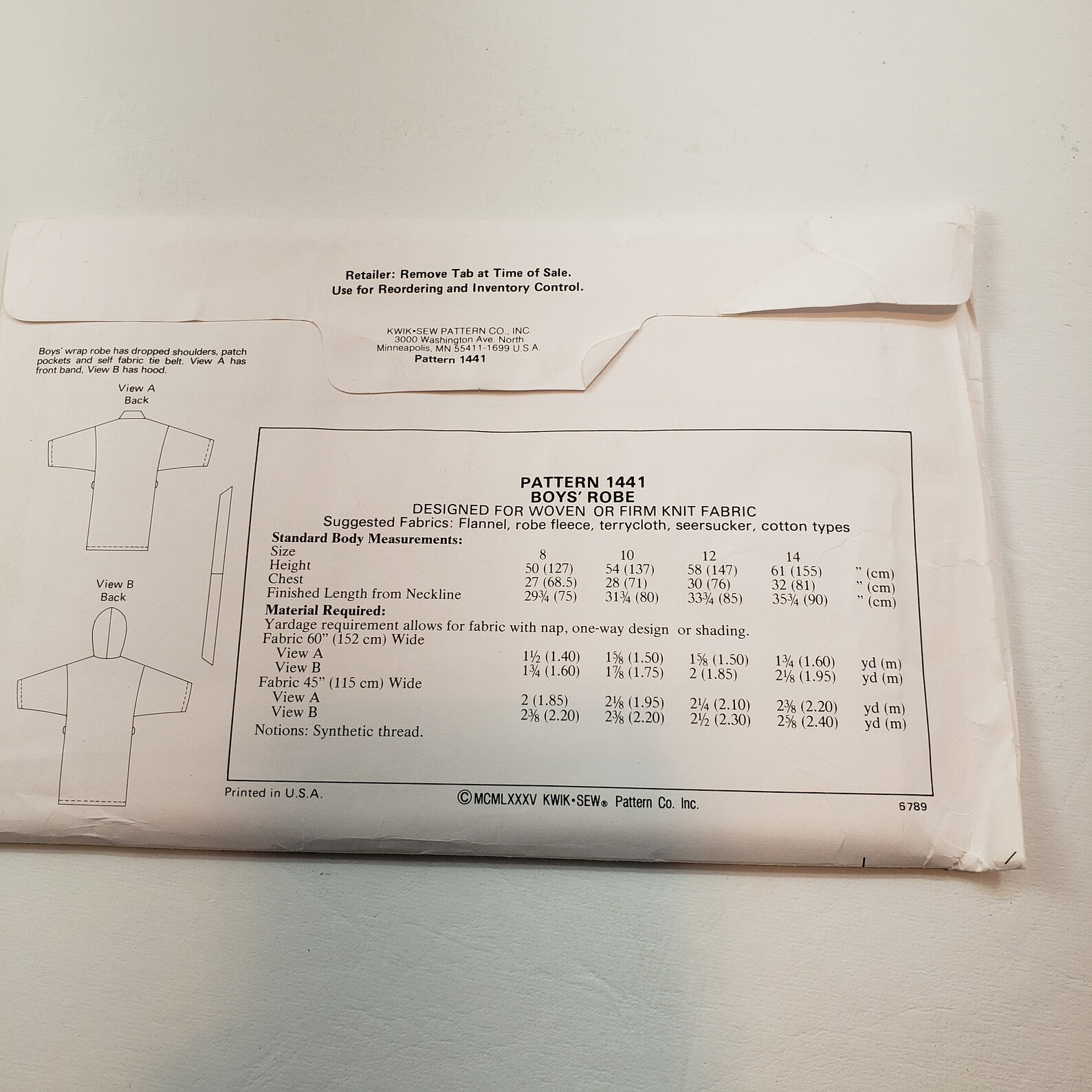 Kwik Sew 1441 Rare Sewing Pattern for Boys Robe With Optional Hood ...