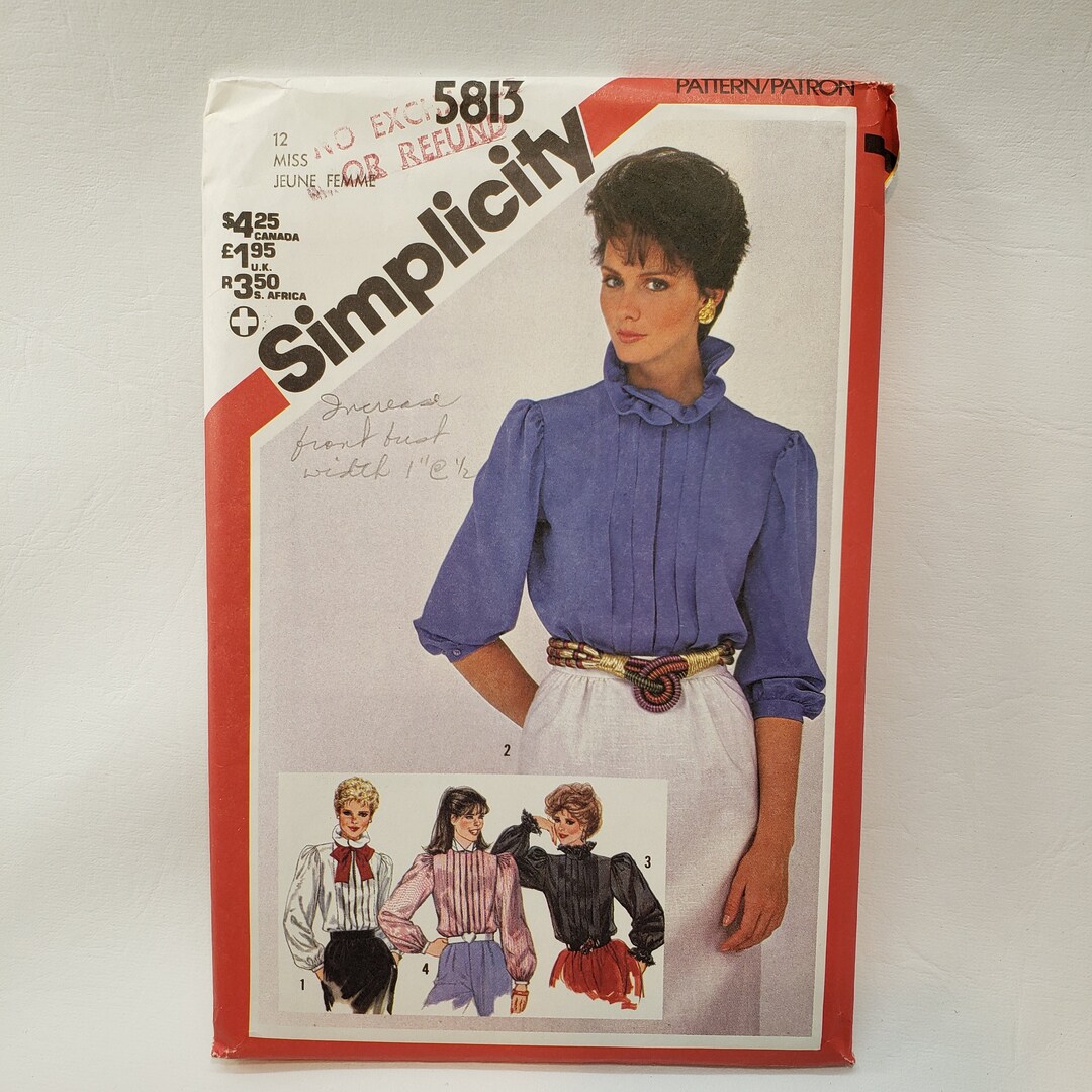 Simplicity 5813 CUT Sewing Pattern for Edwardian, Victorian Blouse Size ...