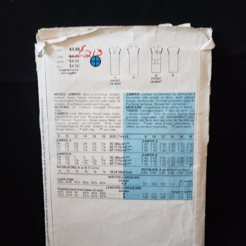 Butterick 6672 Sewing Pattern for Misses Jumper With Wide Shoulders and ...