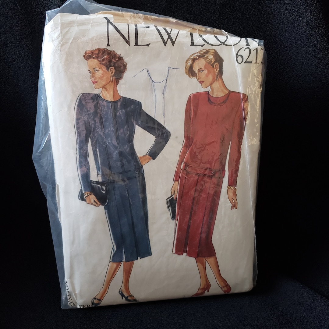New Look 6217 Sewing Pattern for Rare 80's Dress - Drop Waist, Long ...