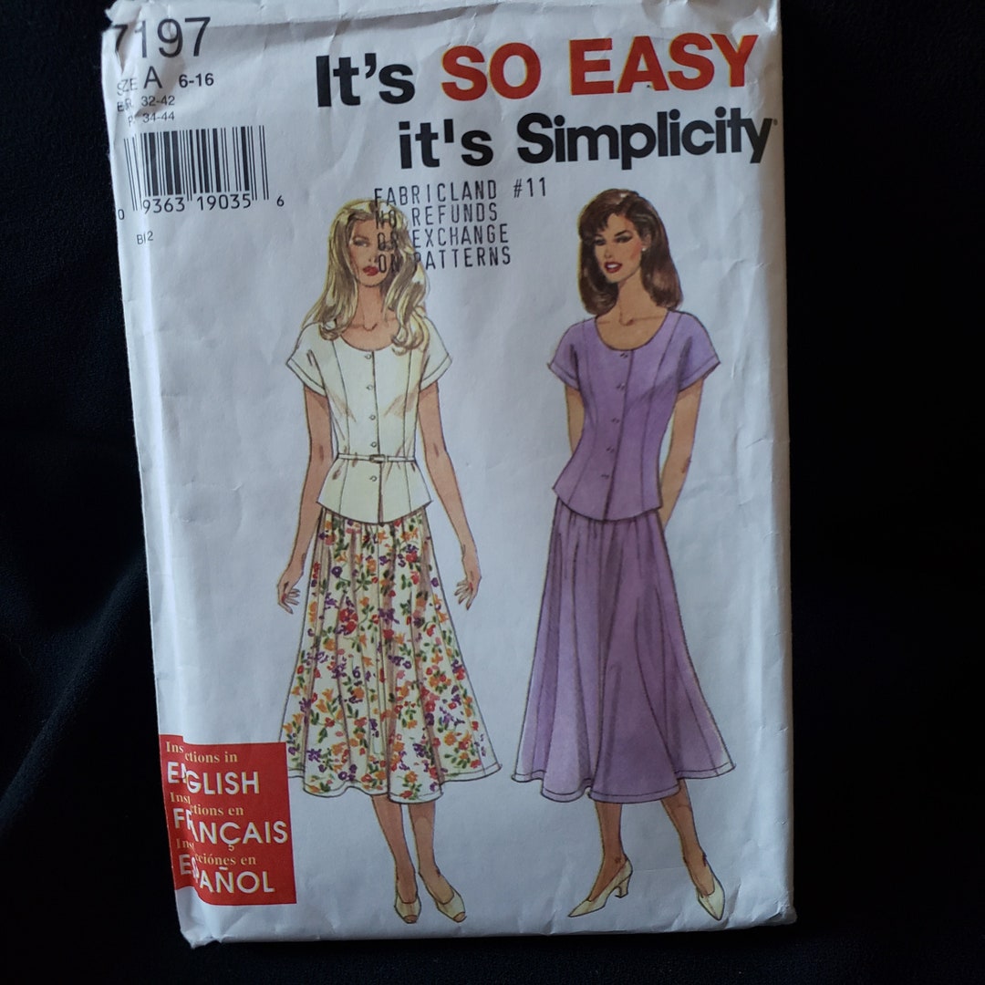 Simplicity 7197 Easy Sewing Pattern for Button Close Top and Flared ...