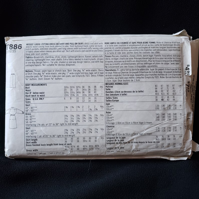 Simplicity 7886 Sewing Pattern for Shirt Dress, Safari Style or Top and ...