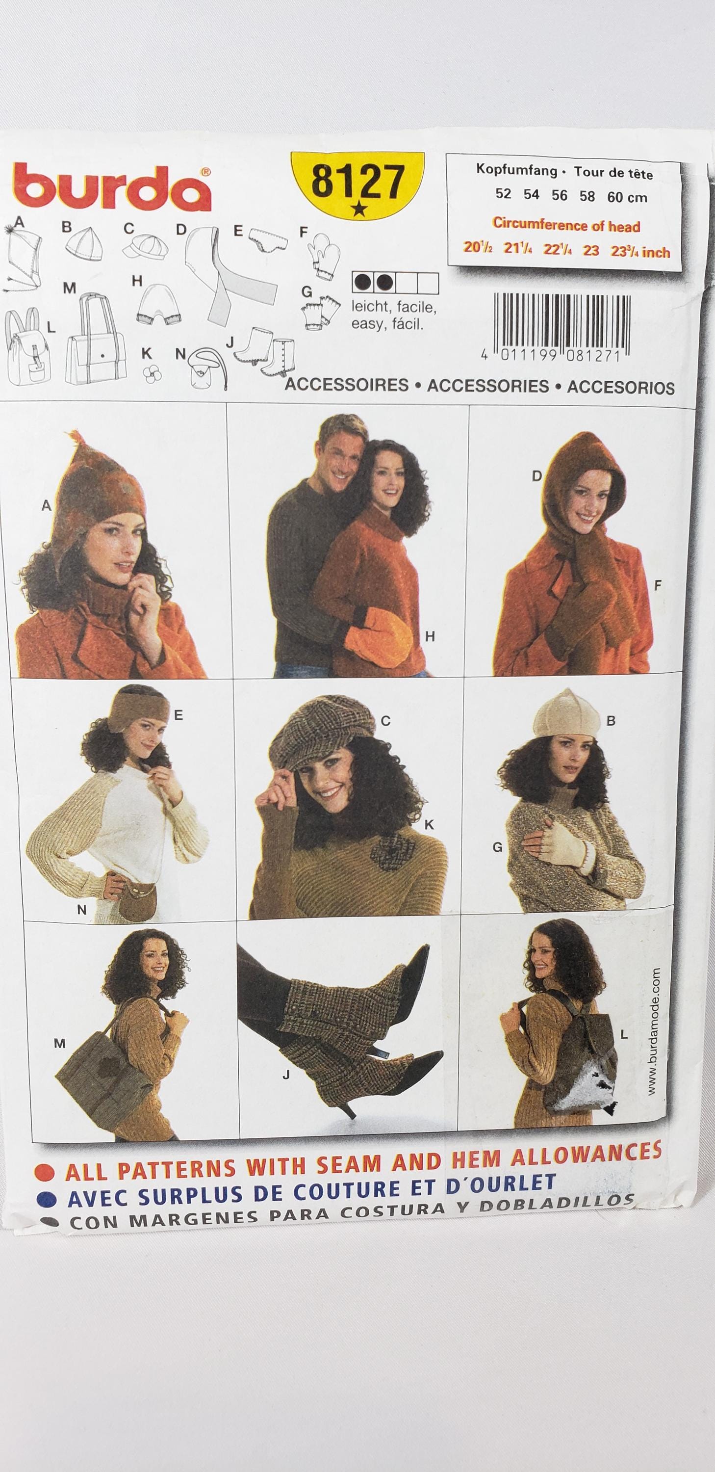 Burda 8127 Hats, Bags, Gloves Sewing Pattern, UNCUT - Etsy