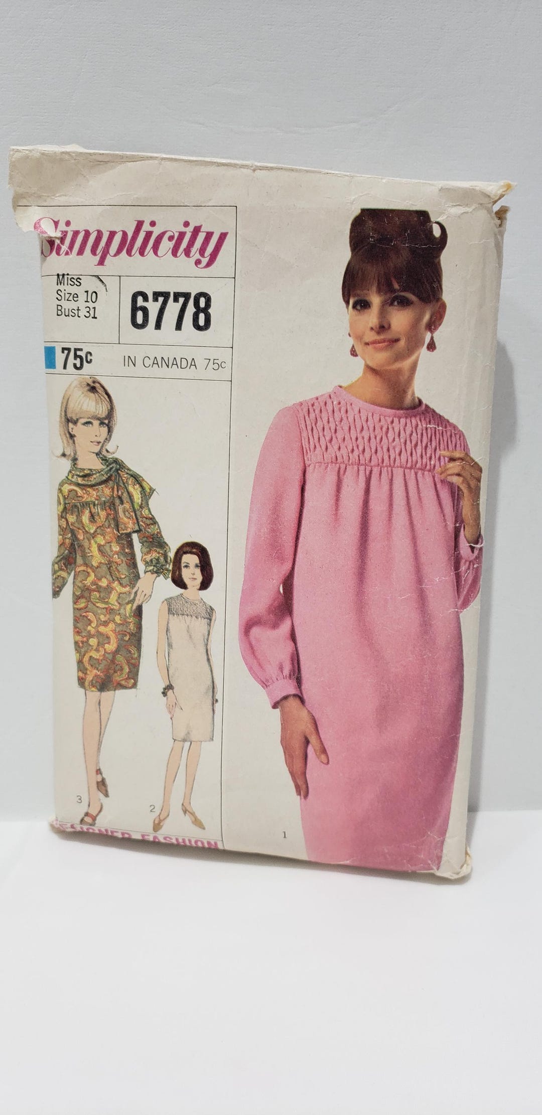 Simplicity 6778 Sewing Pattern for 60's Smock Dress CUT Size 10 - Etsy