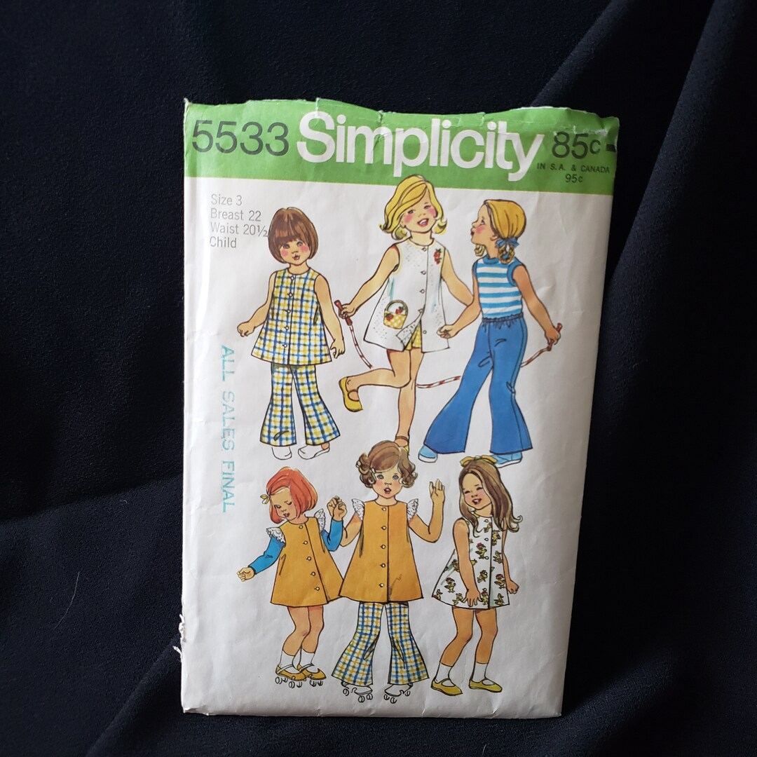 Simplicity 5533 Sewing Pattern for Girls Dress, Jumper, Bell Bottom ...