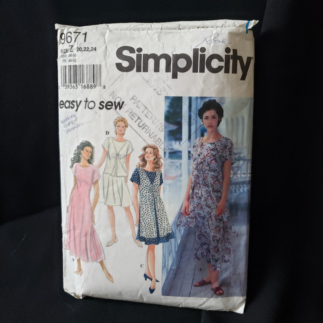 Simplicity 9671 Sewing Pattern for Pullover Dress, Kimono Sleeves and ...