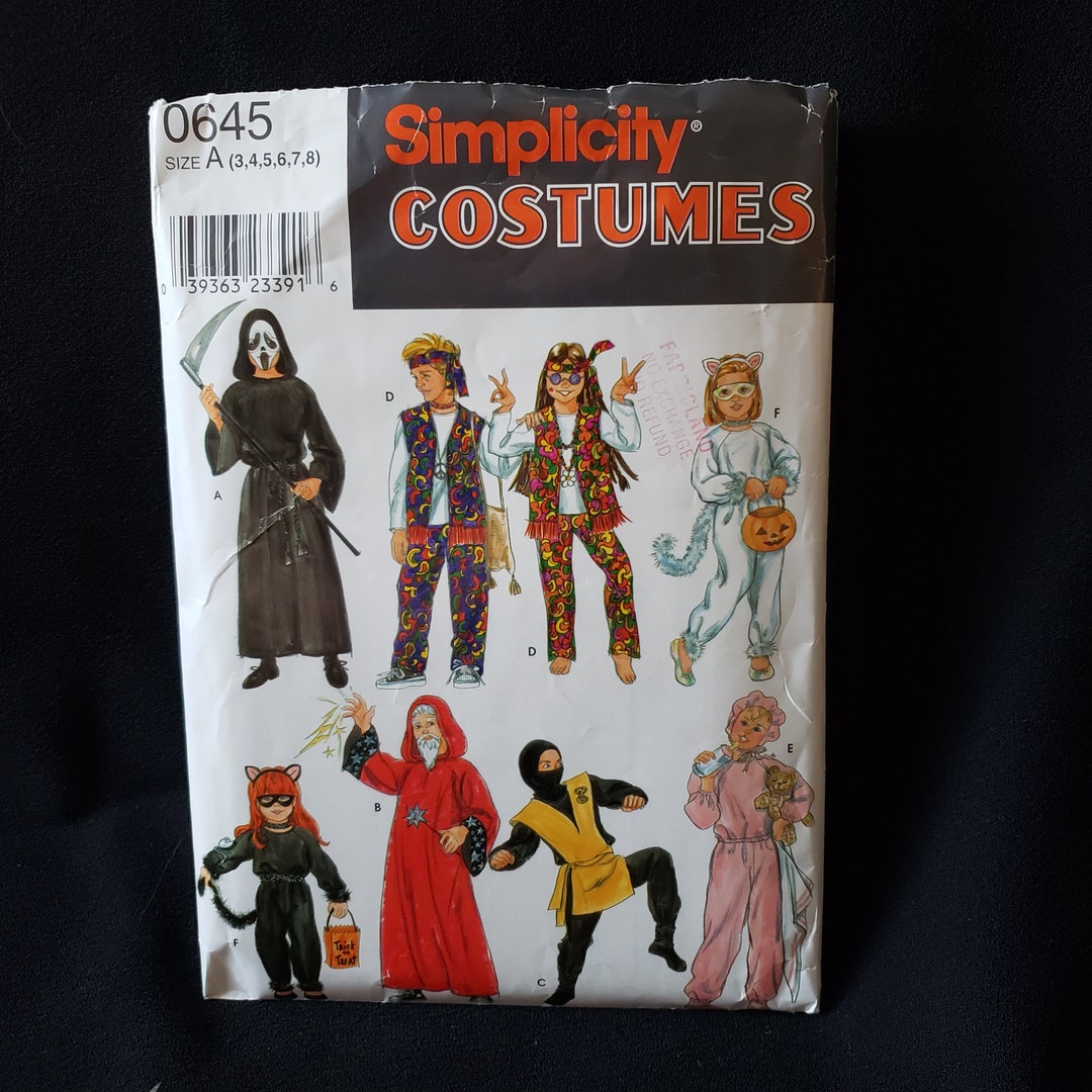Simplicity 0645 Costume Sewing Pattern Ninja, Wizard, Baby, Cat, Hippie ...