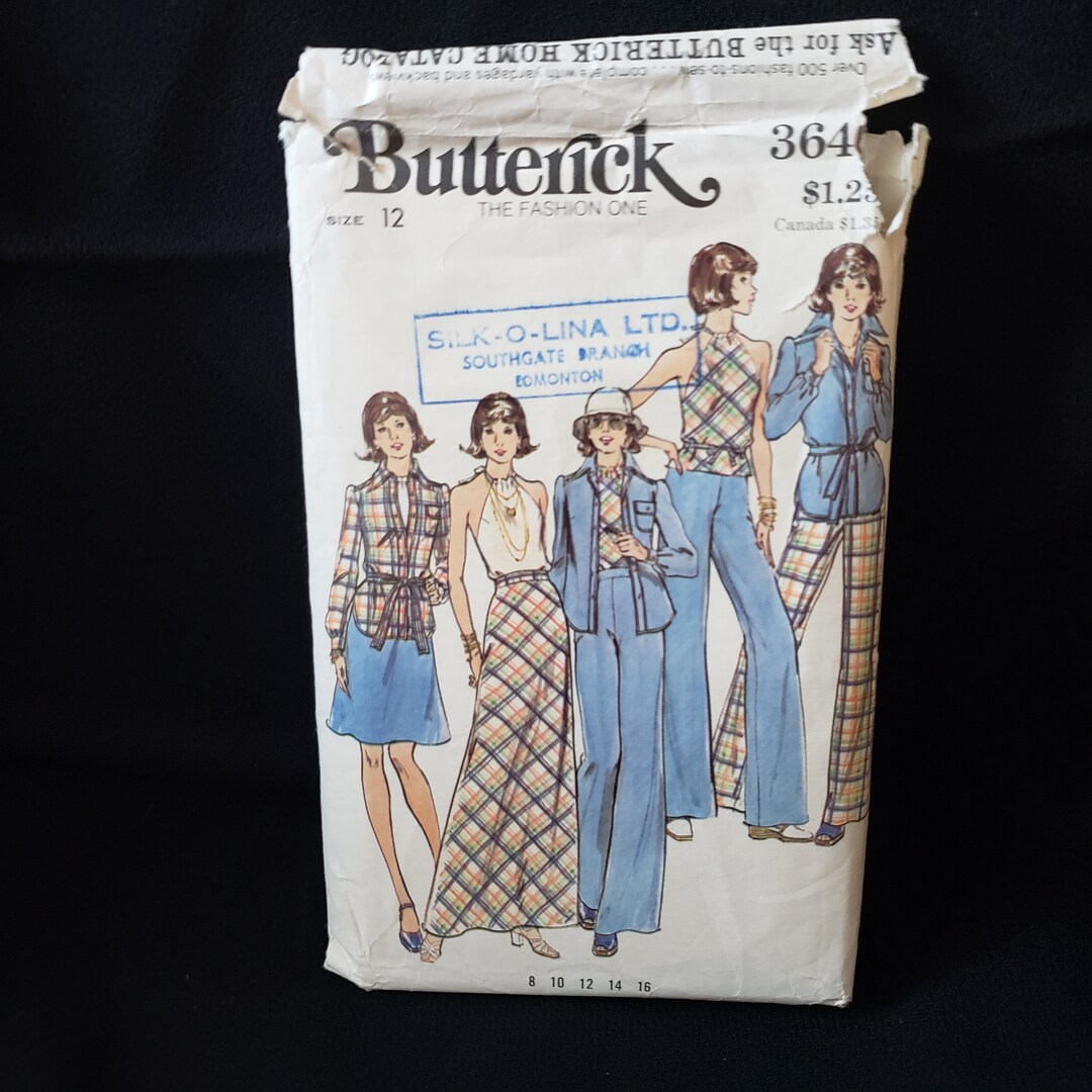 Butterick 3640 Sewing Pattern for 1970's Wardrobe, Halter Top, Shirt ...