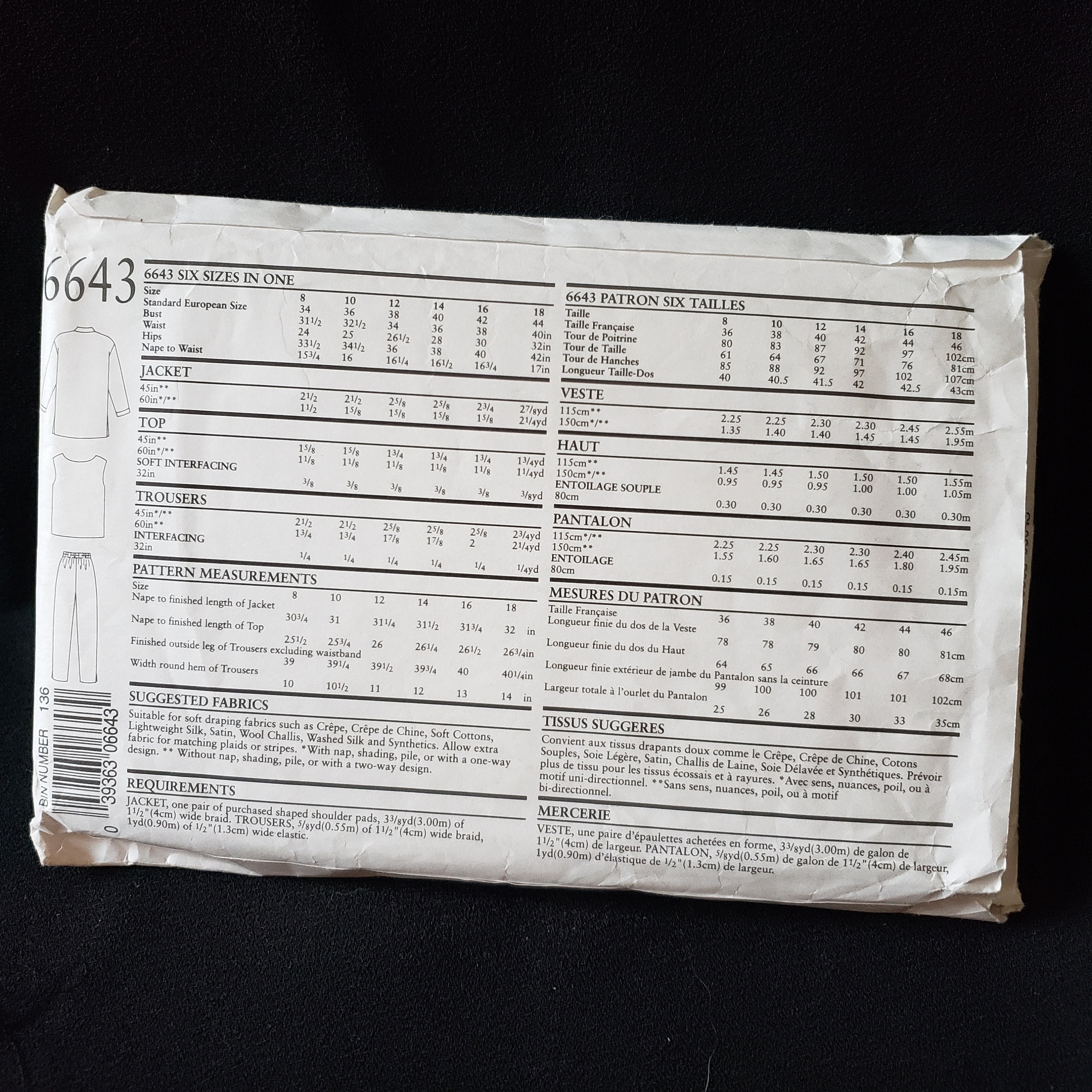 New Look 6643 Sewing Pattern for Vintage 90s Suit Includes Jacket, Tank ...