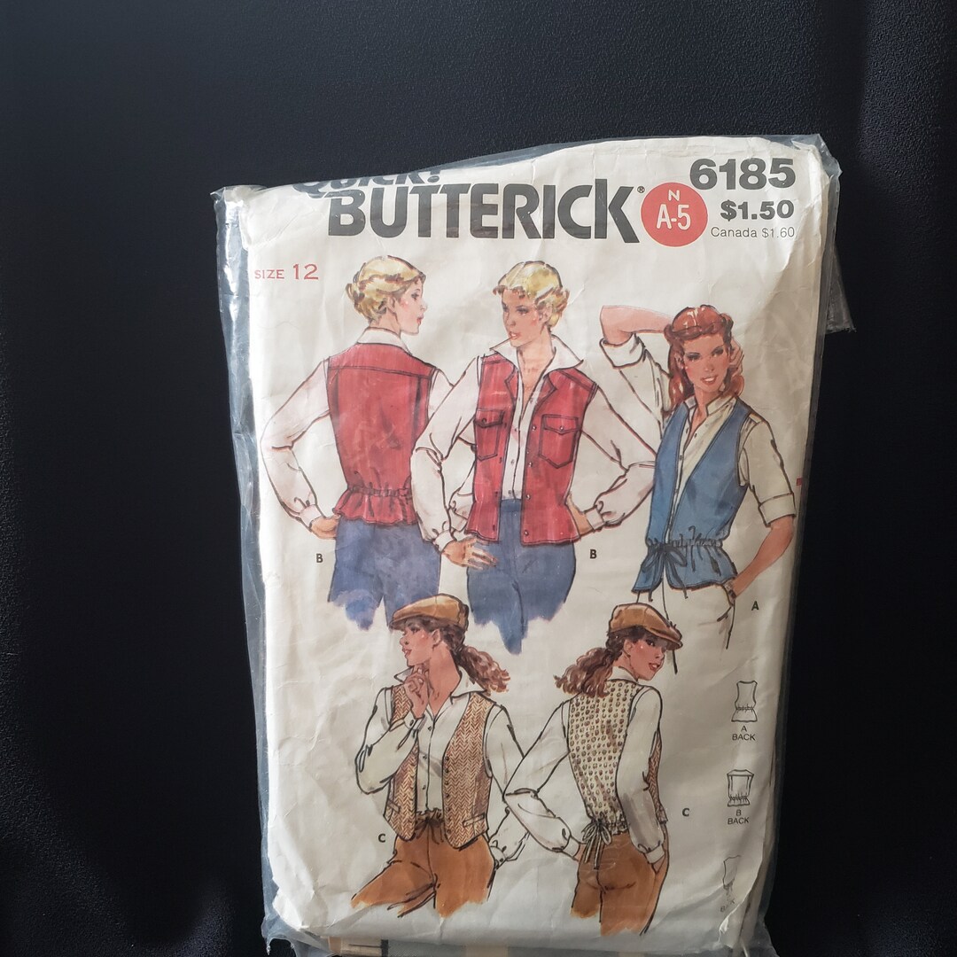 Butterick 6185 Sewing Pattern for Vests With Waist Gathers CUT Size 12 ...
